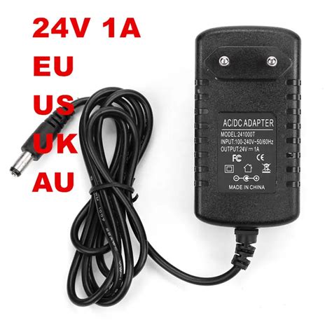 50PCS 24V Power adapter 24V 1A 100 240VAC DC24V 1000mA DC line 120CM EU ...