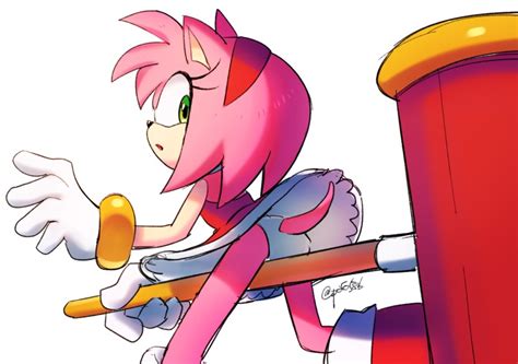 Rule 34 Amy Rose Anthro Artist Request Hammer Looking At Viewer