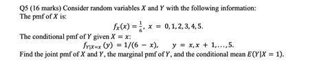 Solved Q5 16 ﻿marks ﻿consider Random Variables X ﻿and Y