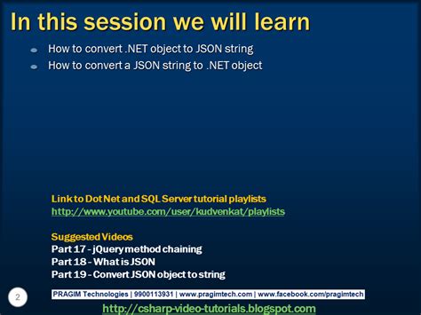 Sql Server Net And C Video Tutorial Convert JSON String To Net Object