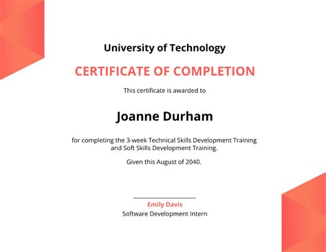 Free Certificate Of Completion Template To Edit Online