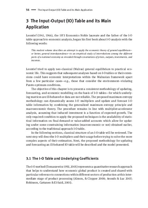Pdf 3 The Input Output Io Table And Its Main Application