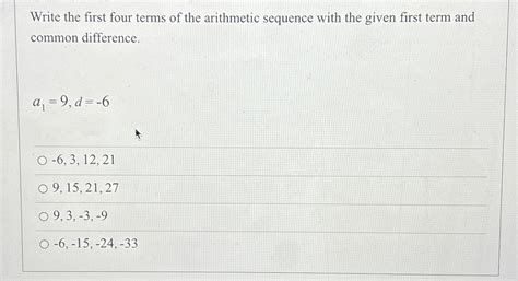 solved write the first four terms of the arithmetic sequence