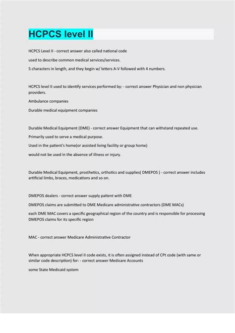 hcpcs level ii question and answers latest update hcpcs stuvia us