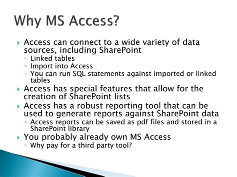 Ppt Using Ms Access As A Sharepoint Data Migration Tool Powerpoint