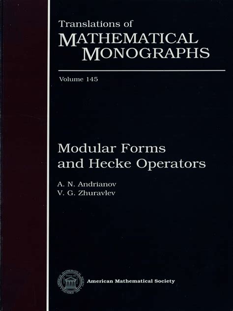 Translations Of Mathematical Monographs A N Andrianov And V G