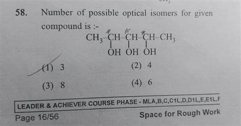 Number Of Possible Optical Isomers For Given Compound Is Filo
