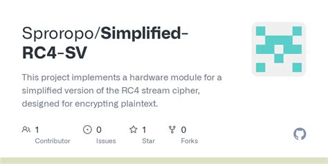 Github Sproroposimplified Rc4 Sv This Project Implements A Hardware