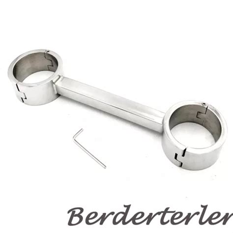 Stainless Steel Bondage Restraints Spreader Bar Handcuffs Slave Fetish