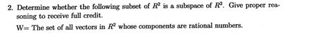 solved 2 determine whether the following subset of r2 is a