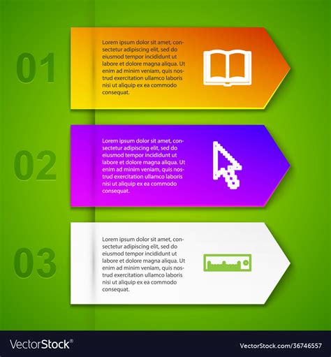 Set Line Open Book Pixel Arrow Cursor Ruler Vector Image