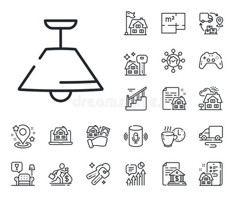 Ceiling Lamp Line Icon Fixture Light Sign Floor Plan Stairs And