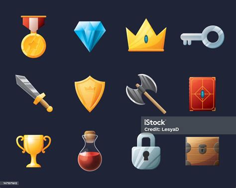 Game Ui Assets Set Gaming User Interface Icons Collection Vector Illustration Stockvectorkunst