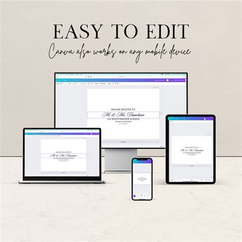 Editable Wedding Envelope Template Canva Envelope Template Etsy