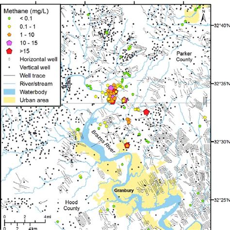 Distribution Of Dissolved Methane Across The Barnett Shale Play Thin Download Scientific
