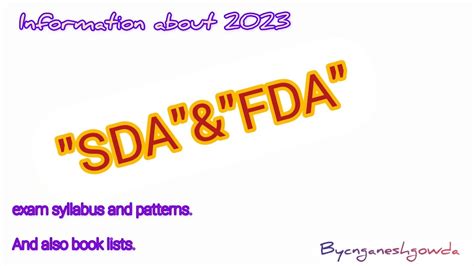 Information About 2023 SDA FDA Exam Syllabus And Patterns And Also