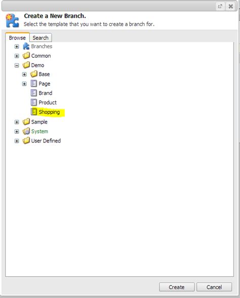 Sitecore Sitecore Branch Template Example