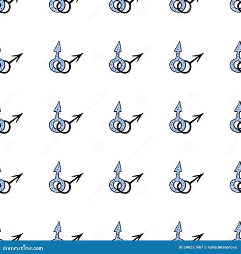 Vector Seamless Pattern Of Two Crossed Symbols Of Mars Male Gender