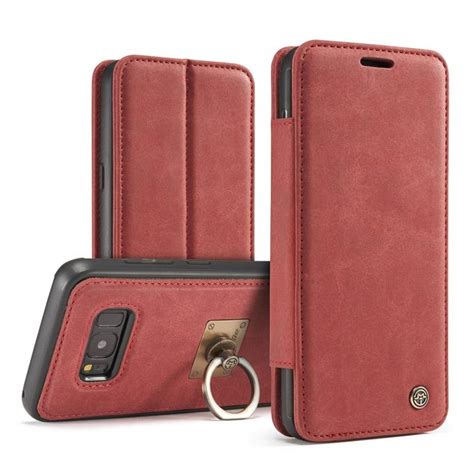 Caseme Samsung Galaxy S Hülle Case aus Leder mit abnehmbarem Backcover rot Mobile