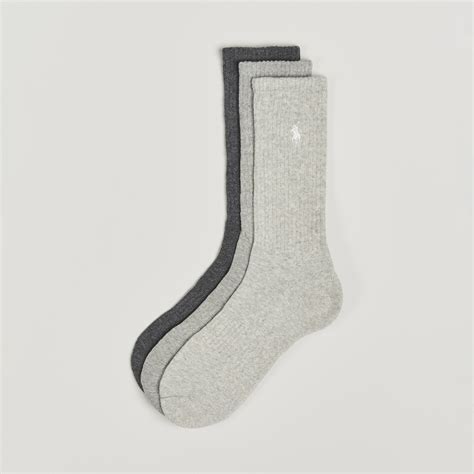 Polo Ralph Lauren 3 Pack Rib Cotton Sock Grey Careofcarldk