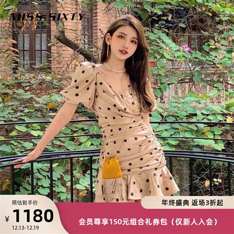 Miss Sixty新款连衣裙女波点荷叶边泡泡袖6n2dj2990000misssixty官方outlets店
