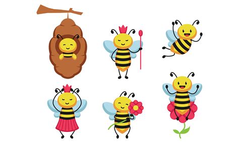 Cute Queen Bee Cartoon Illustration Graphic By Guavanaboy Creative Fabrica