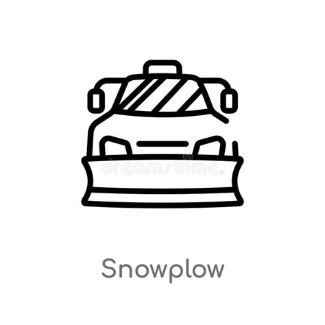 Outline Snowplow Vector Icon Isolated Black Simple Line Element