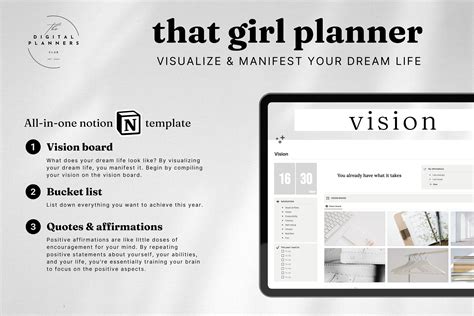 That Girl Notion Planner Notion Dashboard Notion Template 50 Pages Habit Tracker