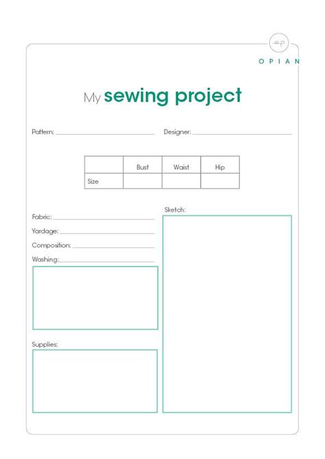 Blank Sewing Pattern Record Card Template Artofit