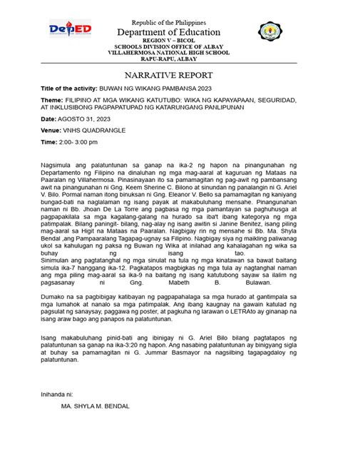 Narrative Report Pdf