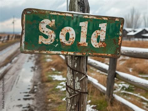 Finca De Ganado Con El Cartel De Vendido Sold La Venta Del Agua