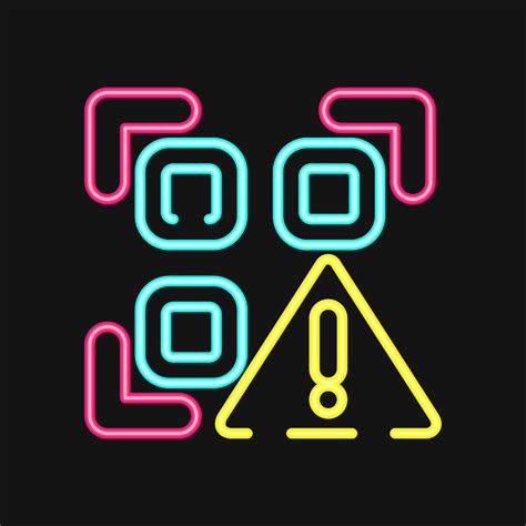 Icon Qr Code Warning Barcode And Qr Code Elements Icons In Neon Style Good For Prints