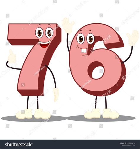 Number Seventy Six Cartoon Vector Image Stock Vector Royalty Free
