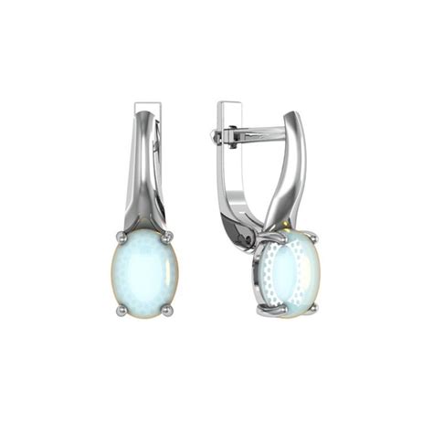 Серьги из серебра 925-й пробы, родированные, с лунным камнем - купить с ...