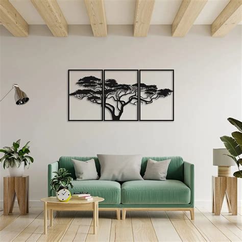 Déco Murale Arbre De Vie Africain En Métal Noir 138x74 Cm Maisons Du