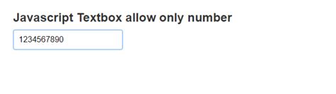 Javascript Input Textbox Allow Only Number