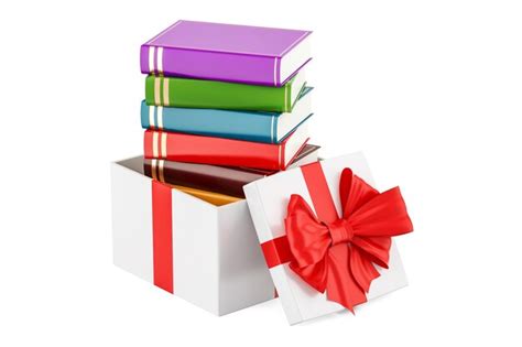 Libros Dentro De La Caja De Regalo Concepto De Regalo Renderización En