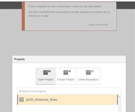 Credential Decryption Fails On Local Project Open Issue Node Red Node Red Github