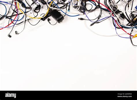 Many Colorful Electrical Cord Wires Cables Cord With Plugs And Electric