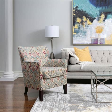Homy Casa Elliot Mint Green Fabric Upholstered Arm Chair Elliot Pattern