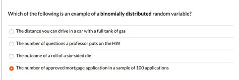 solved which of the following is an example of a binomially