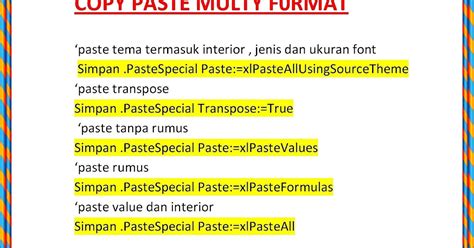 Belajar Vba Excel Copy Paste Multy Format Excel Vba