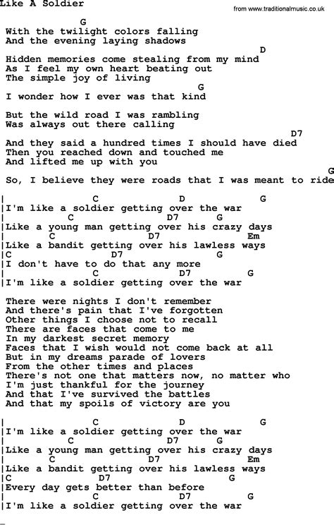 Johnny Cash Song Like A Soldier Lyrics And Chords Lyrics And Chords