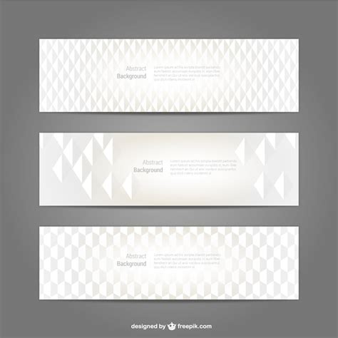 흰색 추상 배너 세트 무료 벡터