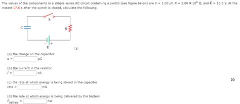 solved the values of the components in a simple series rc