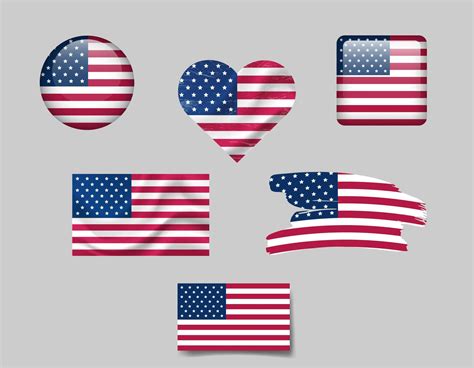 Usa Flag Set Of Icons Flag Of America Symbol Set Of American Flags