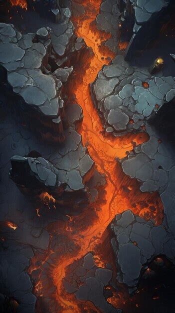 A Close Up Of A Lava Stream In A Lava Field Generative Ai Premium Ai