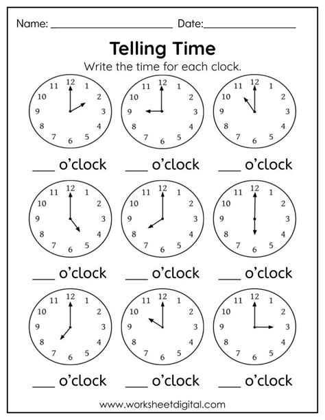 Time Clock Worksheet For Grade 1