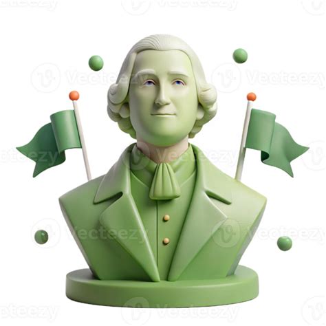 3d Render Of A Green Bust With Flags 52566681 Png