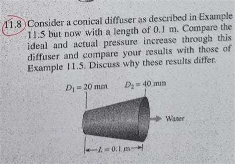 solved 11 8 consider a conical diffuser as described in